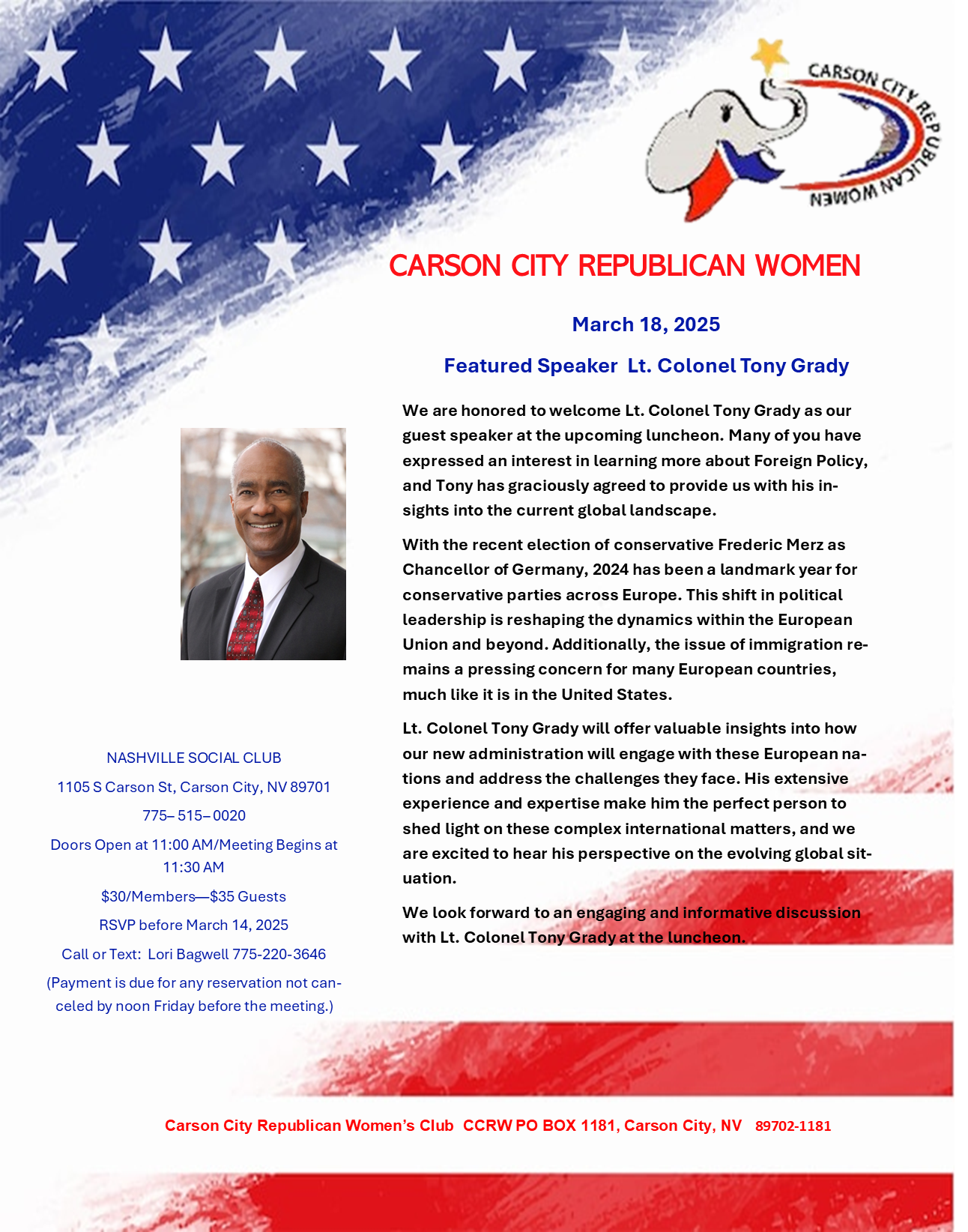 Carson City Republican Women meeting March 18th 2025 - Featured Speaker ...