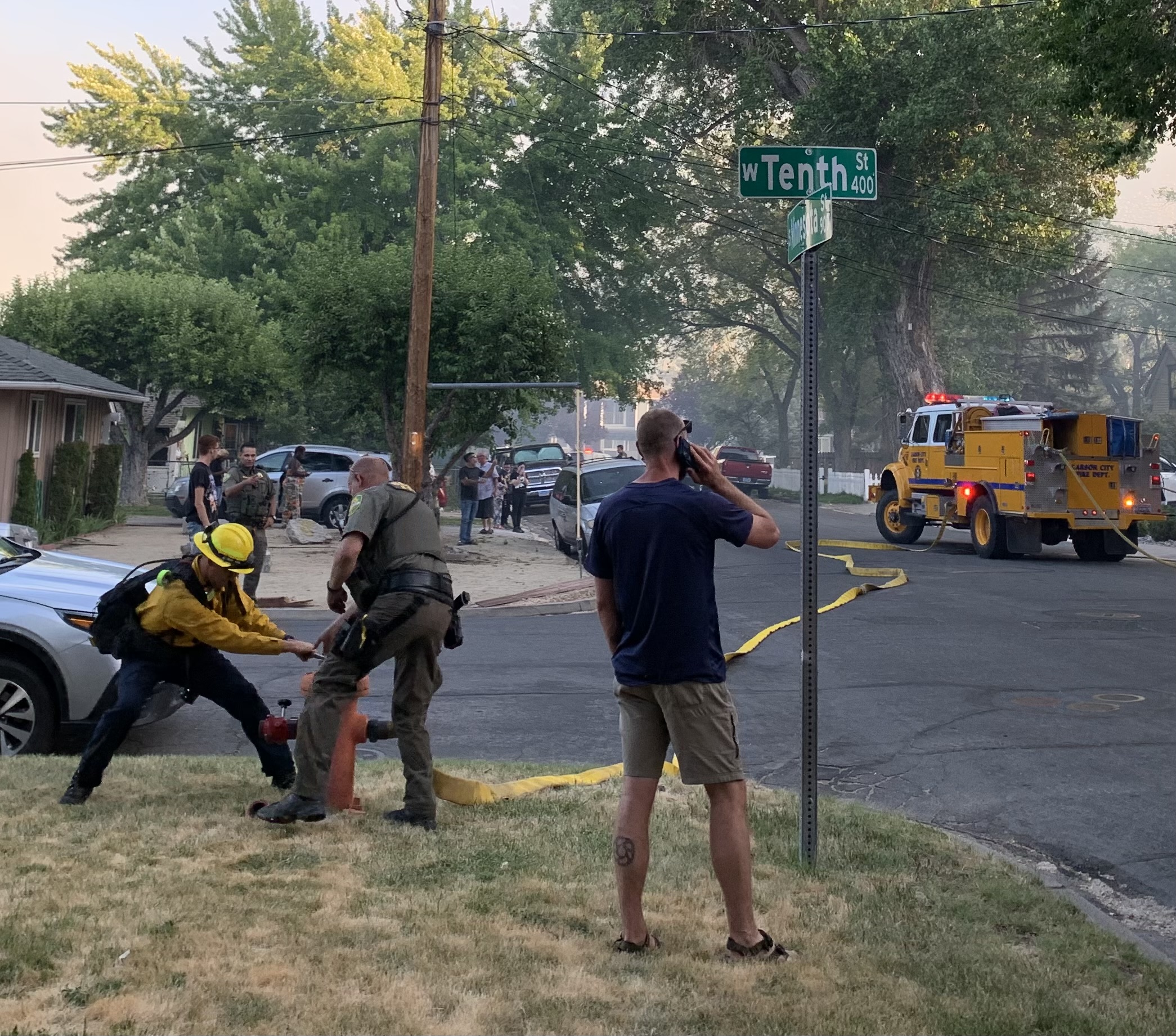 Photo: Firefighter and deputy working together at Thompson fire ...
