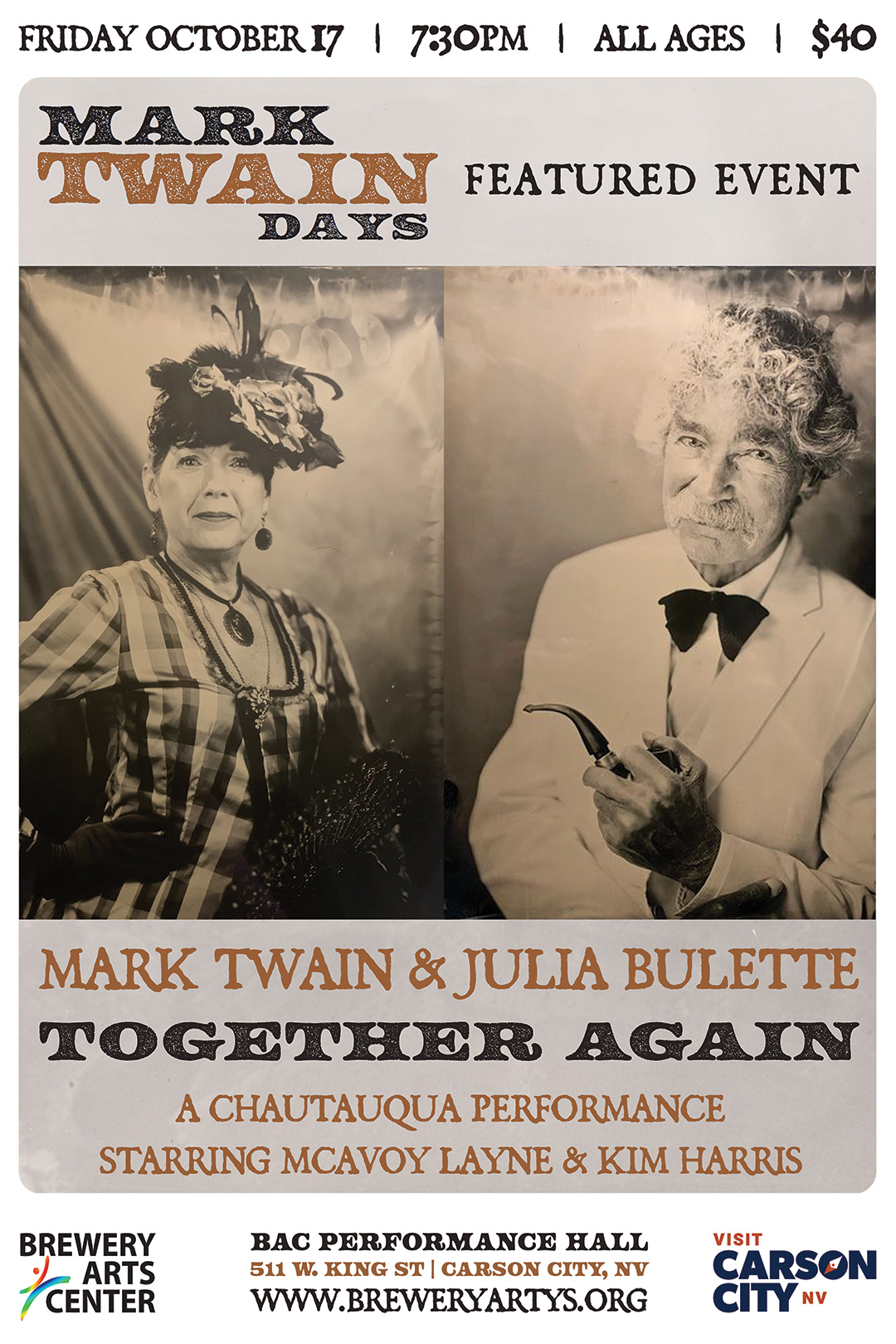 Mark Twain Days - Mark Twain and Julia Bulette: Together Again - Carson Now