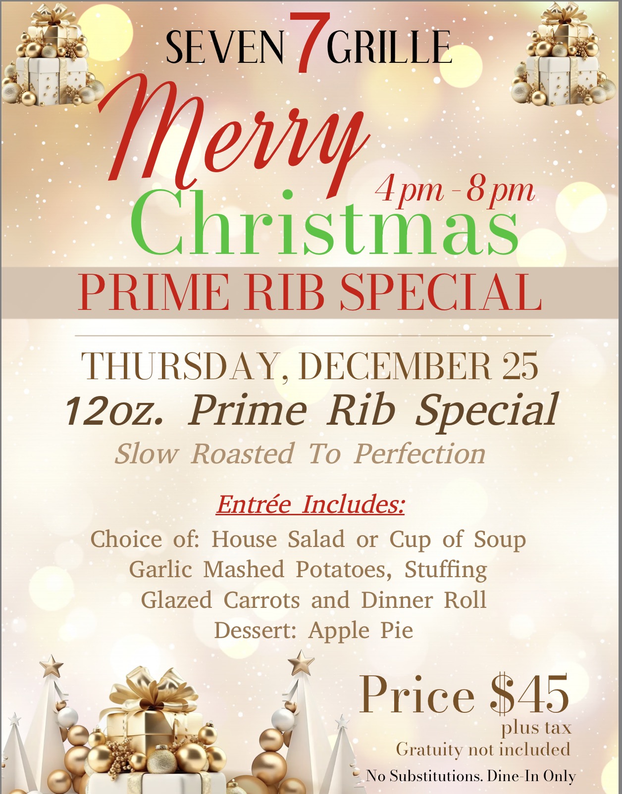 Celebrate Christmas at Seven Grille with a Prime Rib Feast - Carson Now