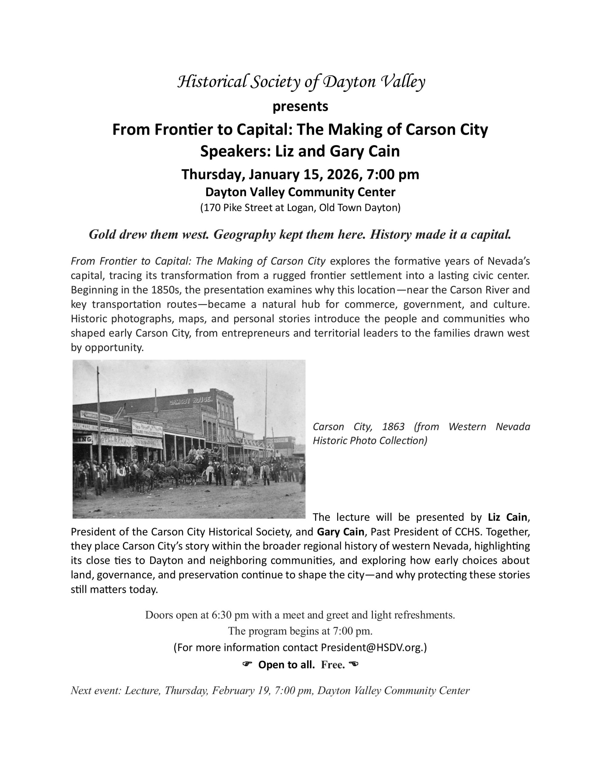 The Historical Society of Dayton Valley and The Carson City Historical ...